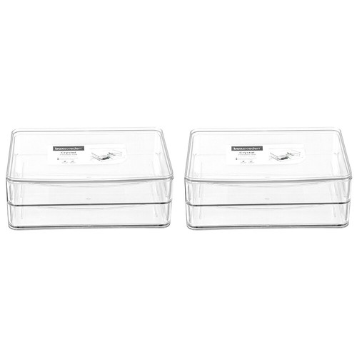 2x Boxsweden Crystal 2-Drawer 25x9.5cm Storage Unit Home Organiser ...