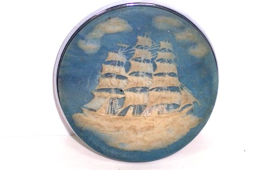 Vintage Belt Buckle 1975 Incolay Stone 3 Mast Sailing Ship | eBay