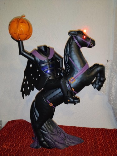 RARE GIANT LIGHTED METAL HEADLESS HORSEMAN SCULPTURE STATUE HALLOWEEN ...