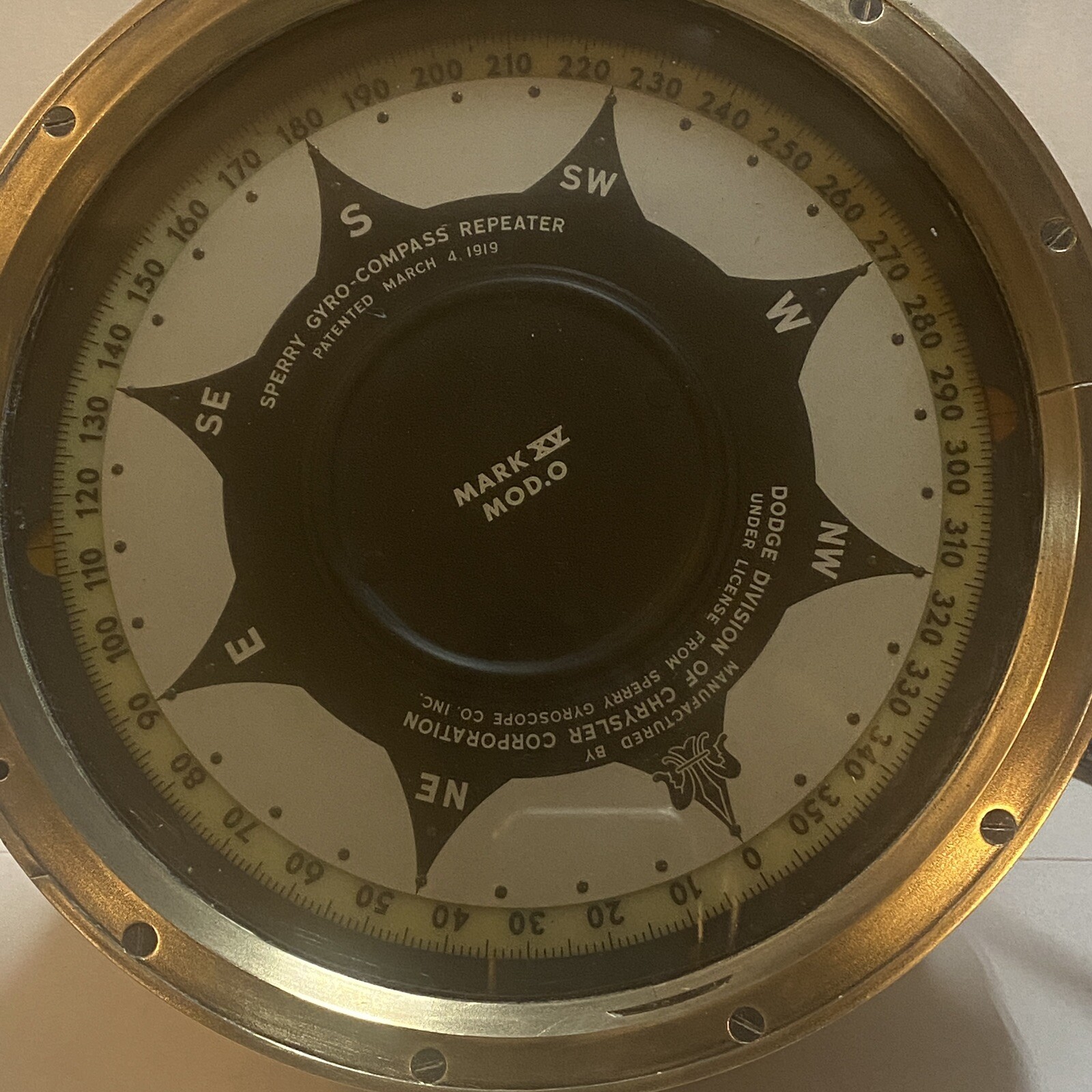 Antique Sperry Gyro Compass Repeater Mark XV Mod 0 Dodge Division ...