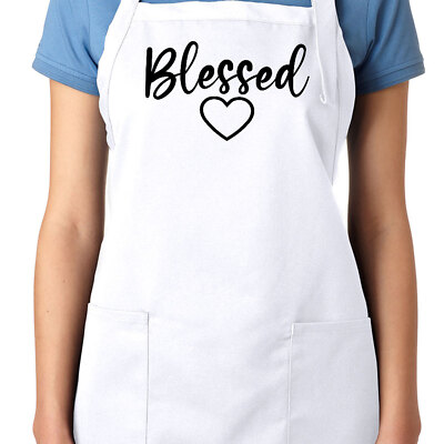 Blessed Cute Printed Letter Simple Sayings Heart gift Apron Cooking ...