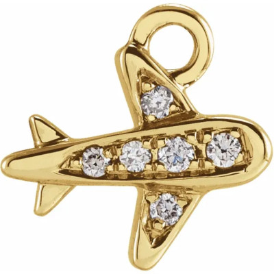 14K Solid Gold Natural w/ Diamonds Air Plane Dangle | eBay