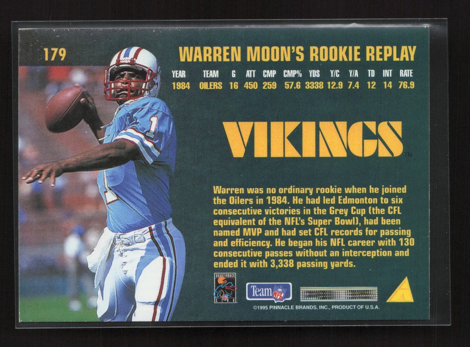 1995 Pinnacle Club Collection #179 Warren Moon Minnesota Vikings | eBay