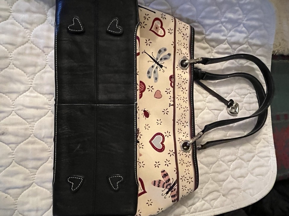 Brighton Lois Dragonfly Ladybug Heart Leather Edges Bag Purse | eBay