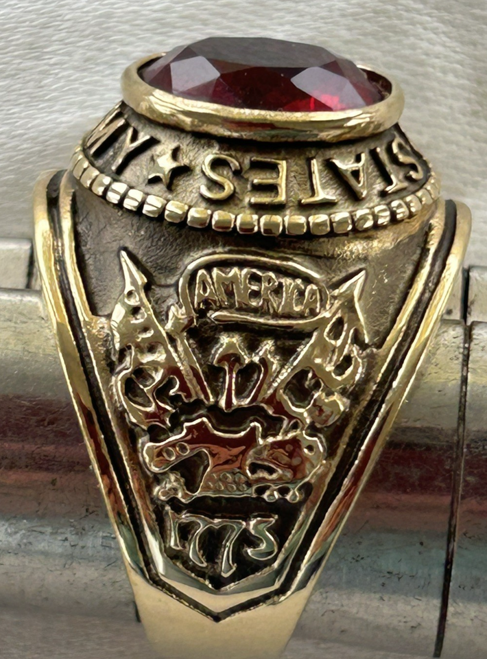 U.S. Army Class Ring Style Size 11 Red Stone ~Tusk Stainless Steel ...