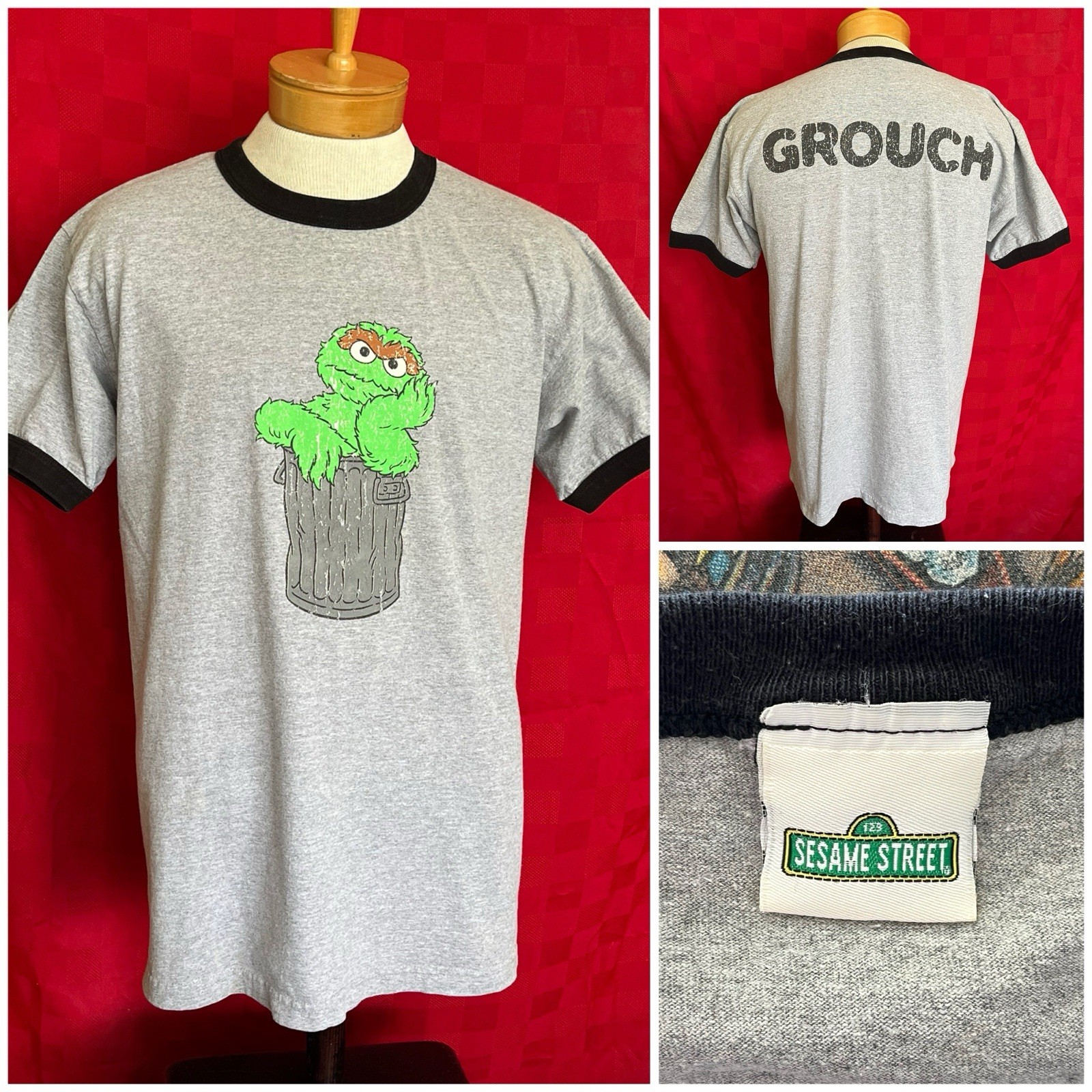 VINTAGE Oscar The Grouch Sesame Street Brand Shirt Si… - Gem