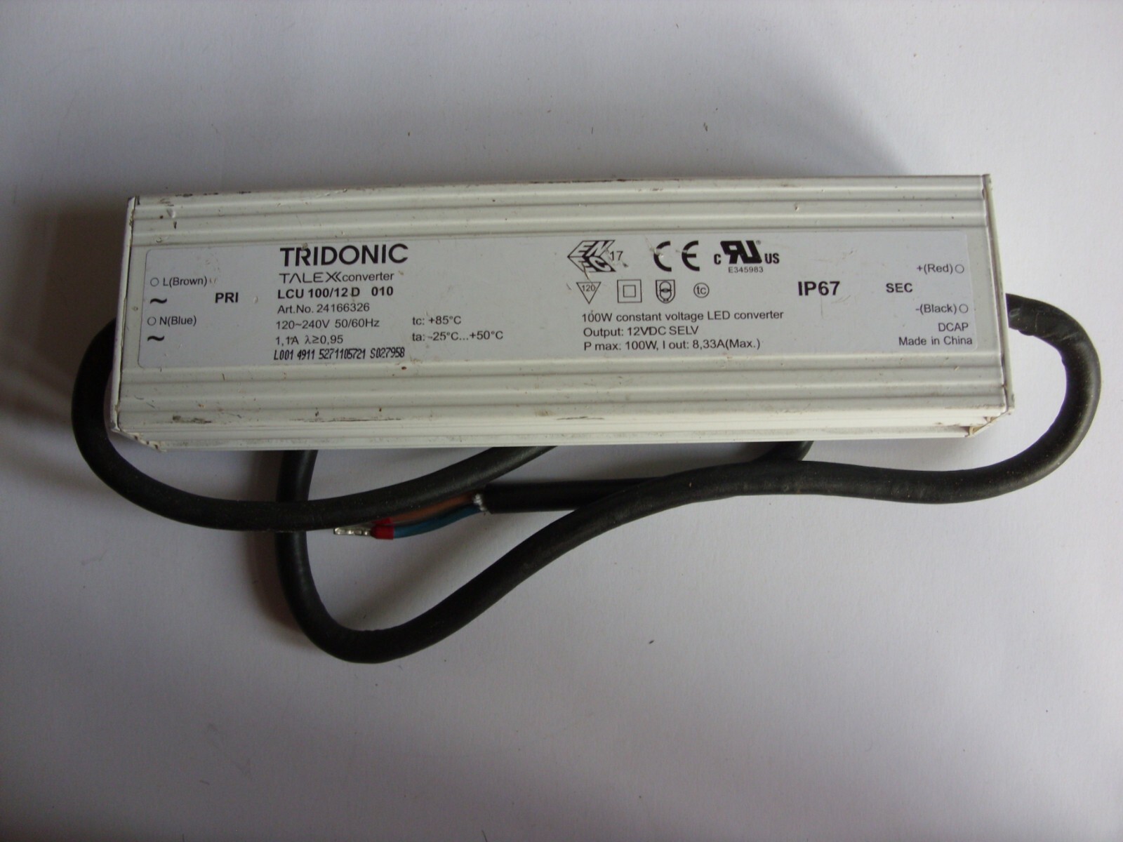 Tridonic Talex LCU 100/12 D 010..100W Constant LED converter 12VDC SELV ...