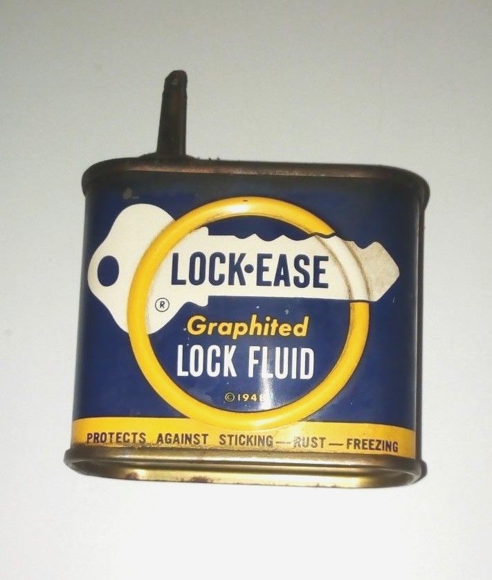 Vintage 1948 LOCK-EASE Graphited Lock Fluid Advertising Tin Oil Can | eBay