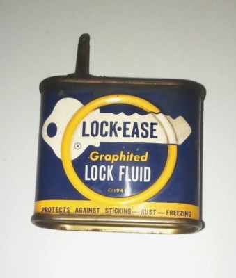 Vintage 1948 LOCK-EASE Graphited Lock Fluid Advertising Tin Oil Can | eBay