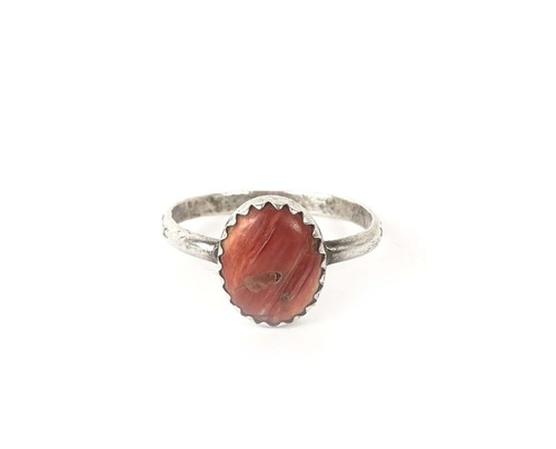 Navajo Sterling Silver Stamped Spiny Oyster Ring Sz 6.25 GB George ...
