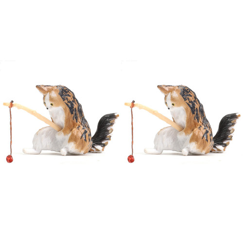 Kitten Fishing Ornament Cat Fishing Figurine Aquarium Decoration (E) | eBay
