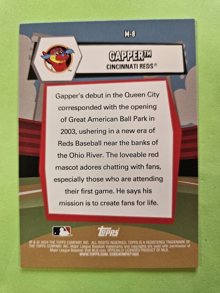 2024 Topps Big League Mascots Cincinnati Reds Gapper #M-8 | eBay
