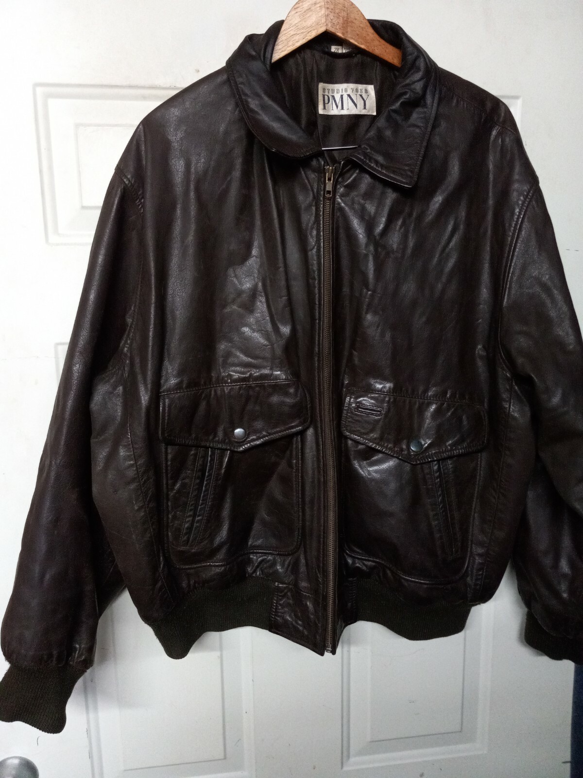 Studio 7036 by Philippe Monet Vintage Jacket Bomber Brown Leather Zip ...