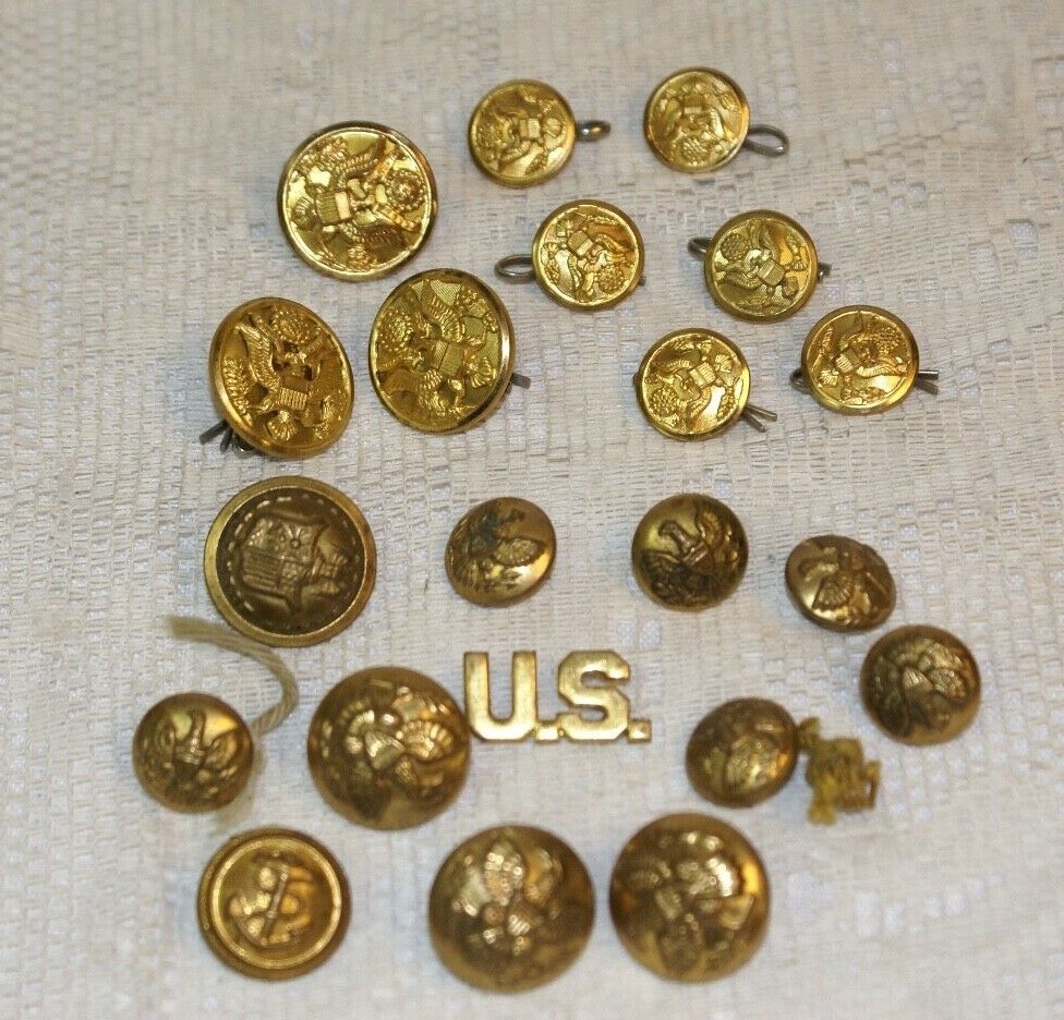 Collection of Antique Military Buttons_Scovill, Waterbury, Horstmann ...