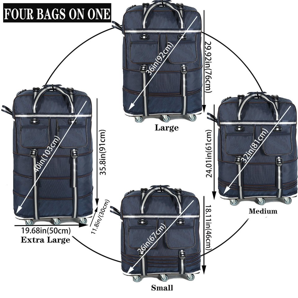 Expandable Foldable Suitcase Heavy Duty Collapsible Luggage Large ...