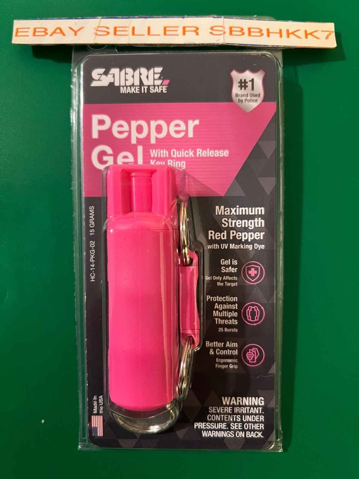 Sabre Red Pepper Spray (PINK) MAXIMUM STRENGTH W/UV DYE W/Key Ring New ...
