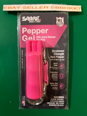 Sabre Red Pepper Spray (PINK) MAXIMUM STRENGTH W/UV DYE W/Key Ring New ...