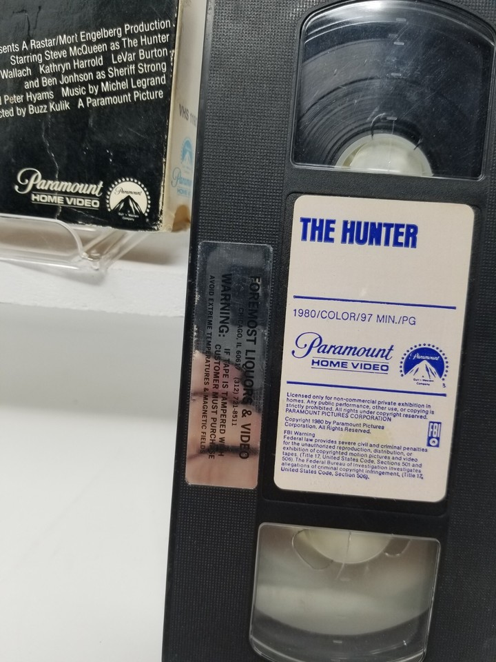 The Hunter VHS 1980 Paramount Back Waterfall Rental Sticker | eBay