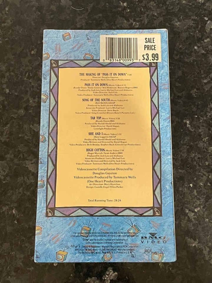 ALABAMA ---"GREAT VIDEO HITS" 1990 US BMG VHS TAPE NEW/SEALED ...