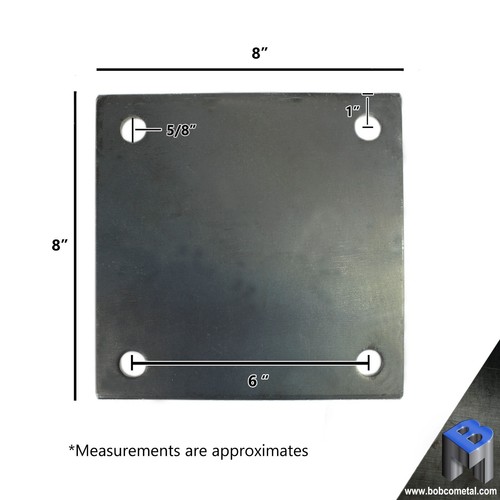 8" x 8" Heavy Duty Square Flat Steel Metal Base Plate With Holes | 10 ...
