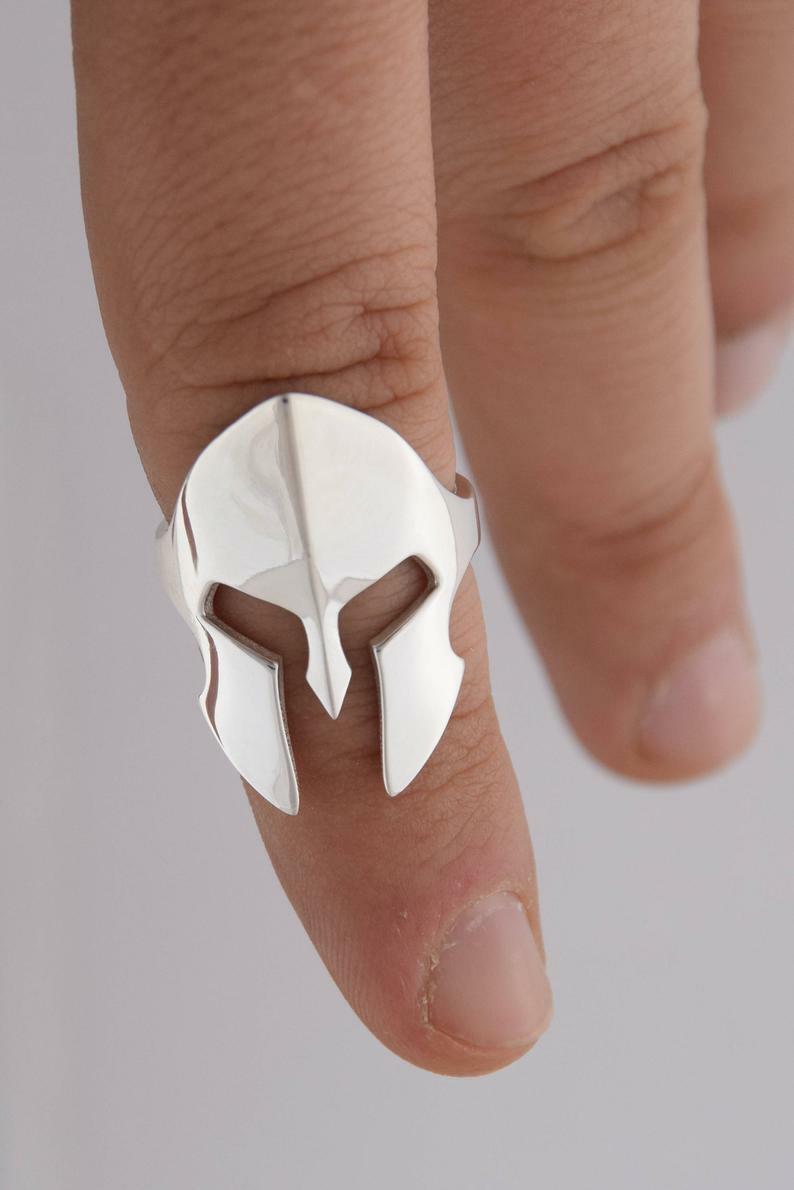Leonidas Greek Army Helmet Gladiator 935 Argentium Silver Unique Ring ...