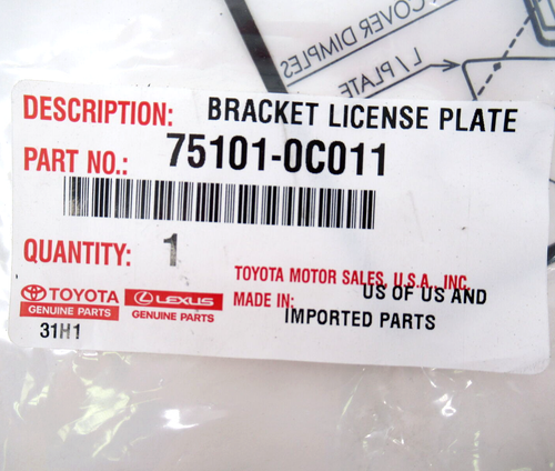 Genuine OEM Toyota 75101-0C011 Front License Plate Bracket 2014-2021 ...