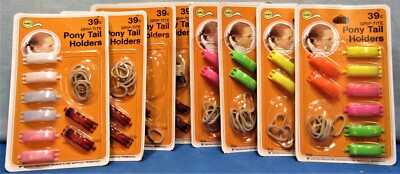 Pony Tail Holders ~ 1970 ~ Unopened Dime Store Packages ~ 8 Sets of 8 ...