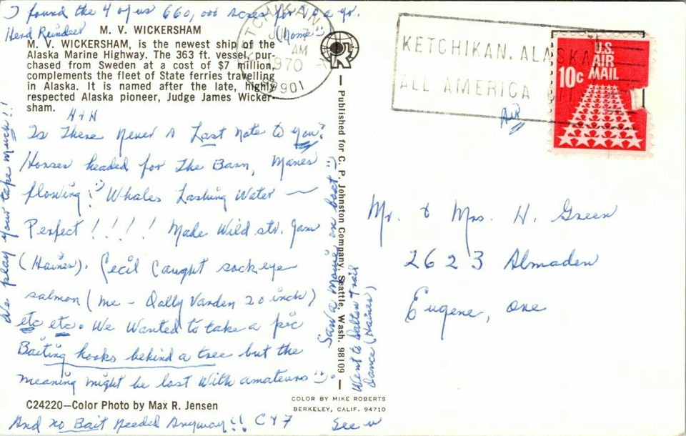 Postcard MV Wickersham | eBay