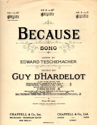 BECAUSE Song Sheet Music, Vintage, 6 Pages | eBay