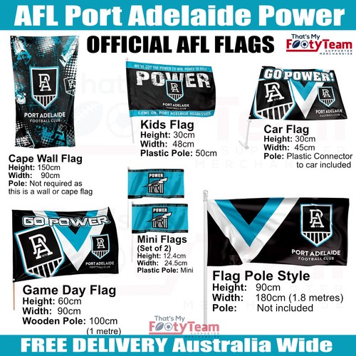 FLAGS AFL Port Adelaide Power - Game Day, Cape, Car, Kids, Flag Pole ...