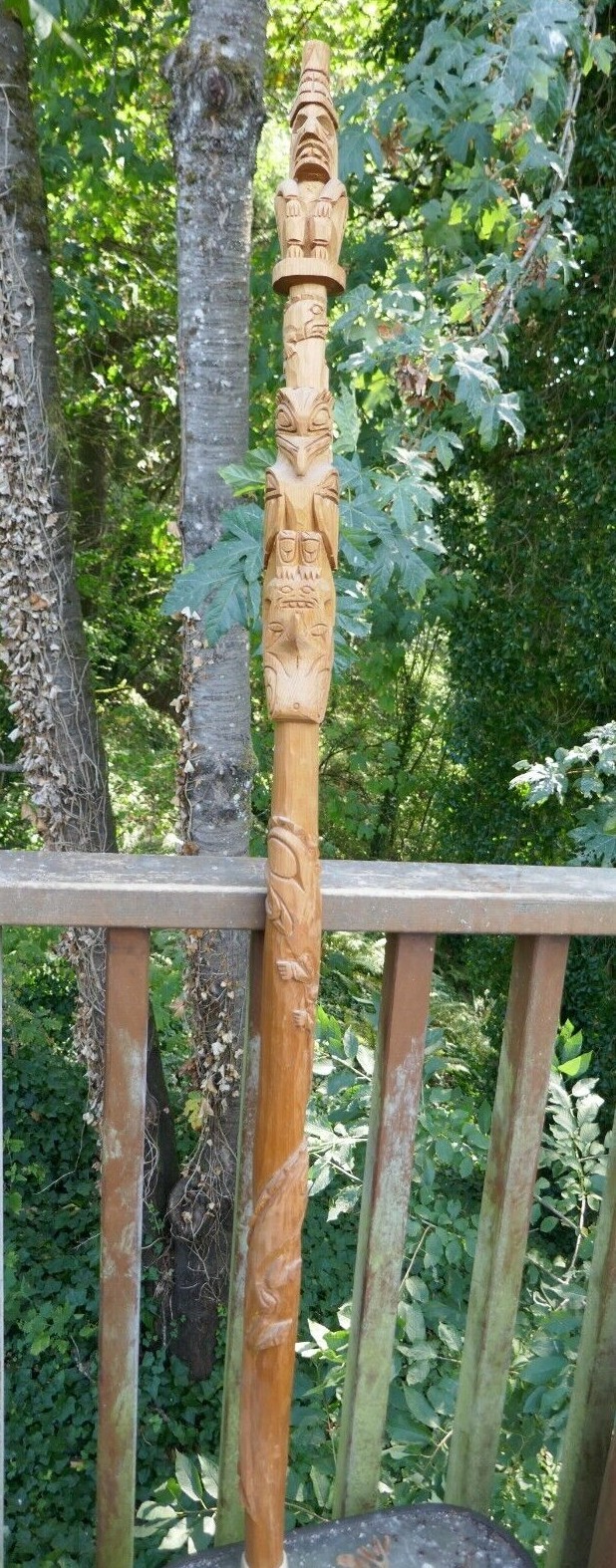 Vintage Native Rick Williams (Nuu-chah-nulth) Hand Carved Cedar Walking ...