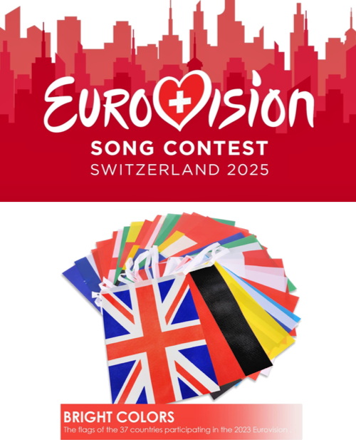 1 to 10 Packs 15 Metre 37 Eurovision Fabric Flags Bunting Speedy ...