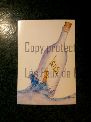 SOS bouteille à la mer humour illustrateur CADIOU carte postale ...