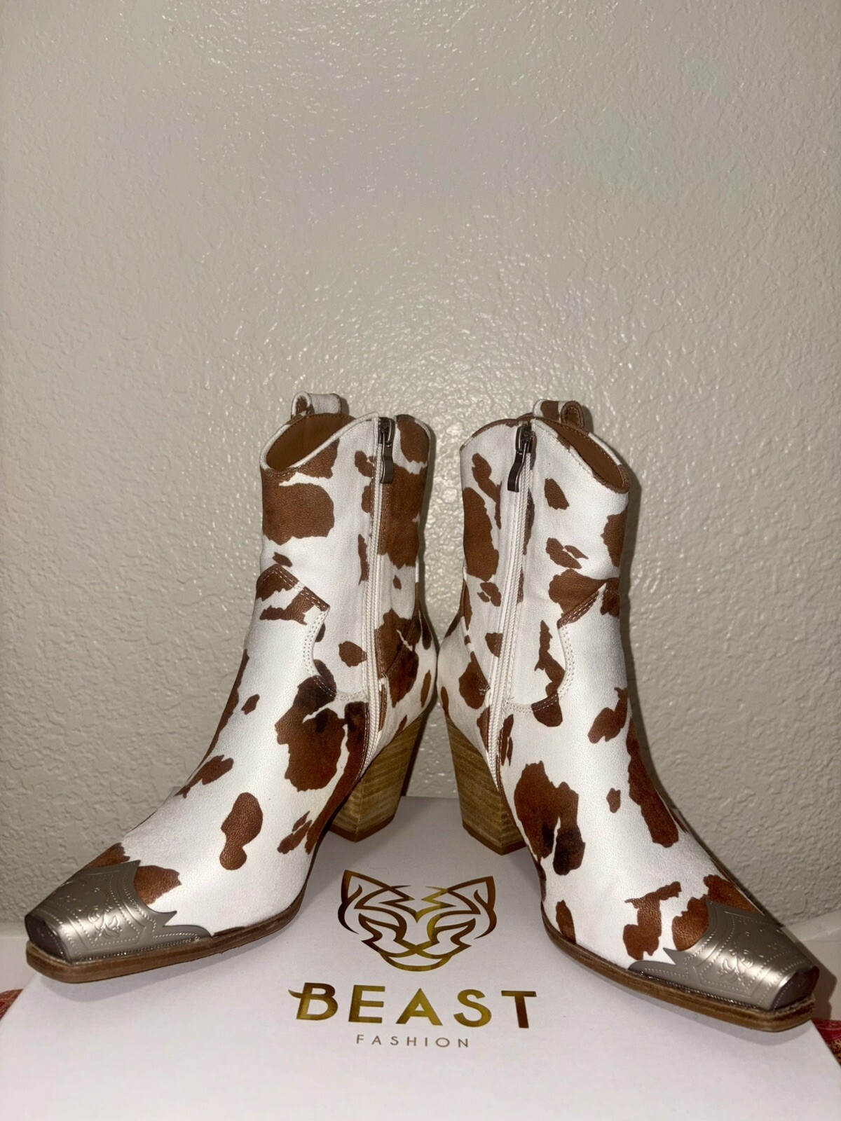 Dakota Cow Print Western Ankle Boot BEAST FASHION. Size 6 | eBay