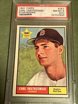 1961 TOPPS STAR ROOKIE #287 CARL YASTRZEMSKI Boston Red Sox HOF PSA 8 ...