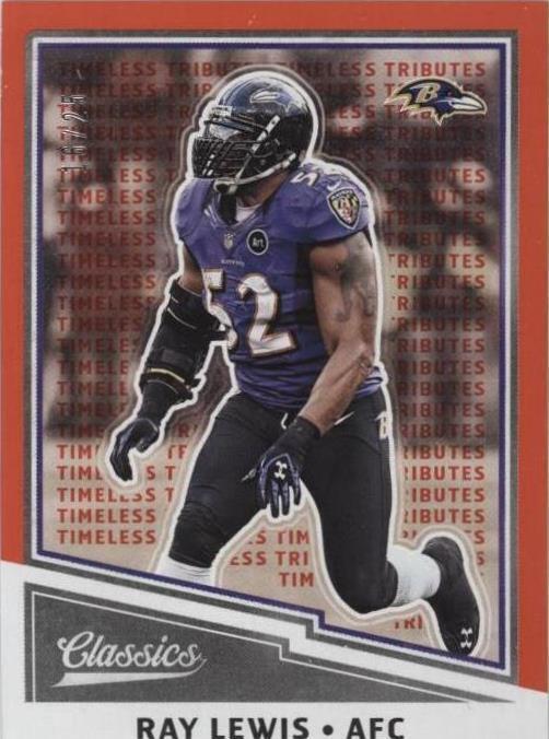 2017 Panini Classics - Legends Ray Lewis #175 Timeless Tributes Orange ...