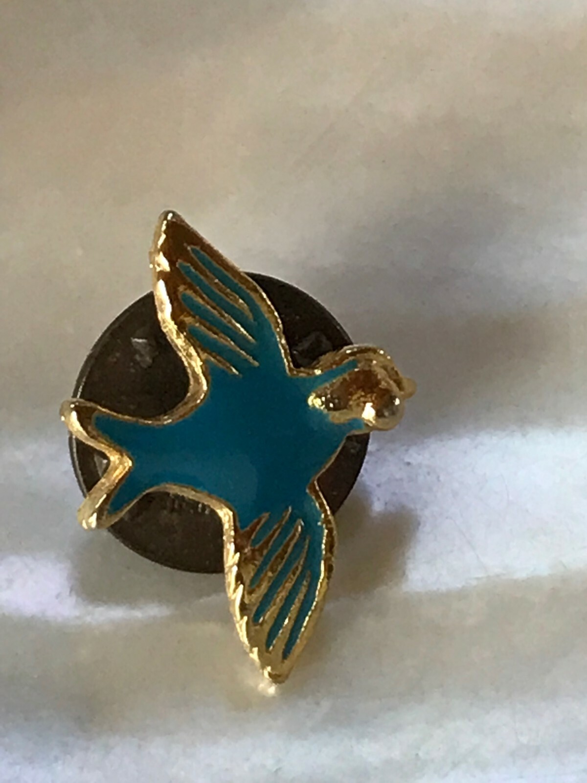 Vintage Small Blue Enamel Goldtone Flying Swallow Bird Lapel Hat Tie ...