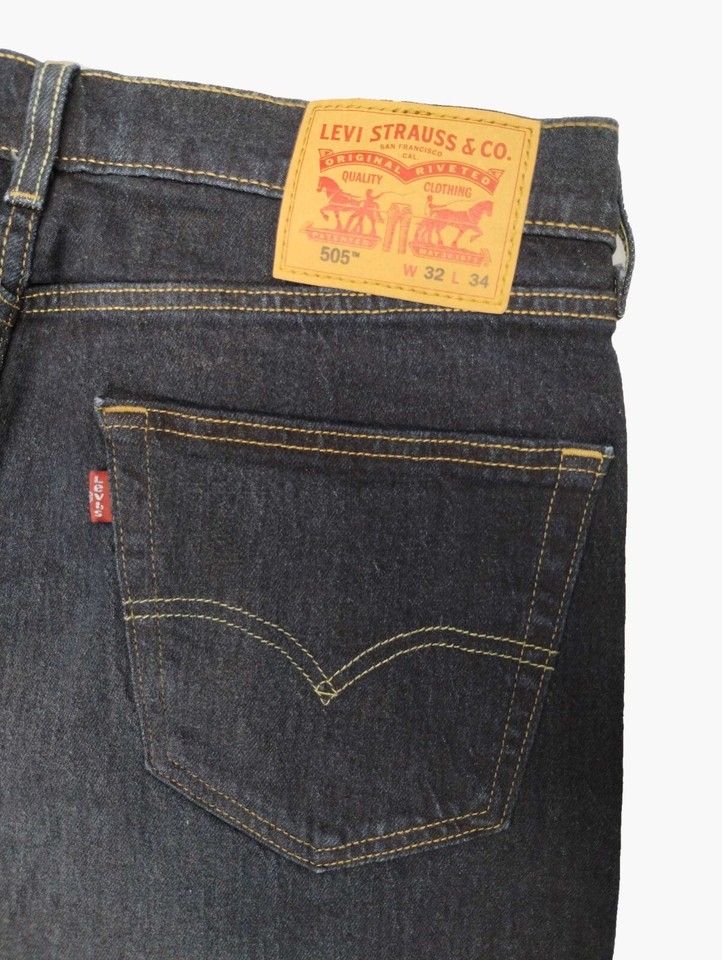 Levi's Men's 505 Regular Fit Jeans Dark Wash | eBay