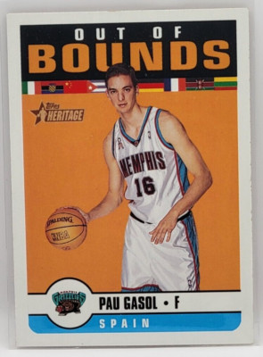 01-02 Topps Heritage Out of Bounds Pau Gasol HOF Rookie Insert Card ...
