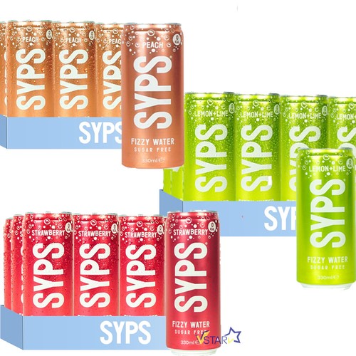 Syps Peach Fizzy,Lemon & Lime,Strawberry Fizzy Water 330ml | eBay UK