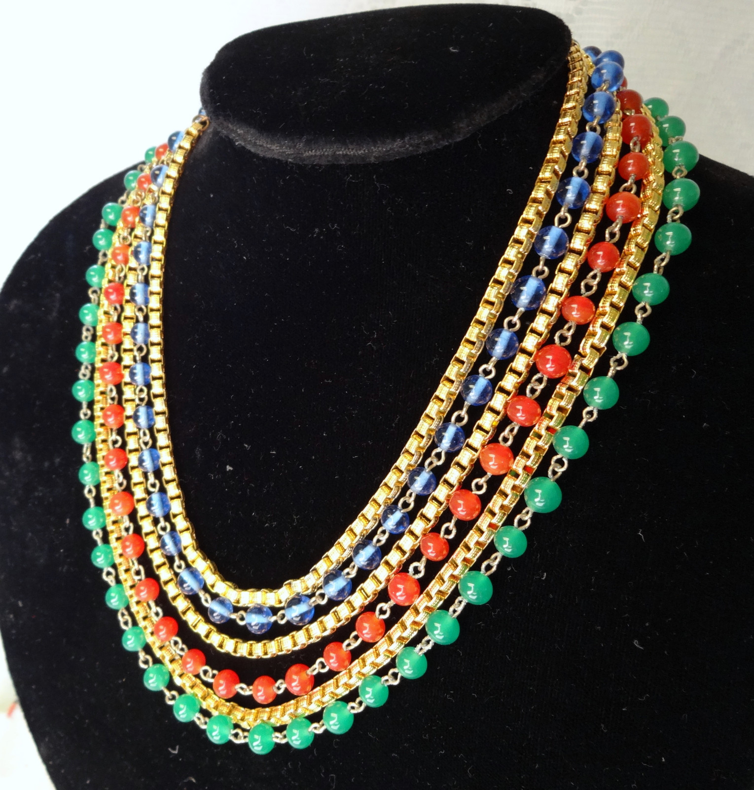 Antique Max Neiger Deco CZECH Gold Green Red Blue Glas Egyptian Revival ...