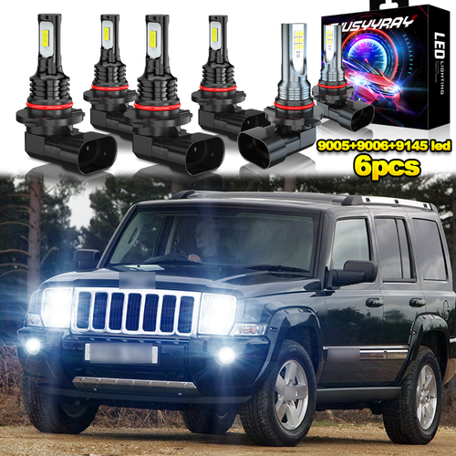 Fit Jeep Commander 2006-2010 White 6000K LED Headlight Hi/Lo + Fog ...