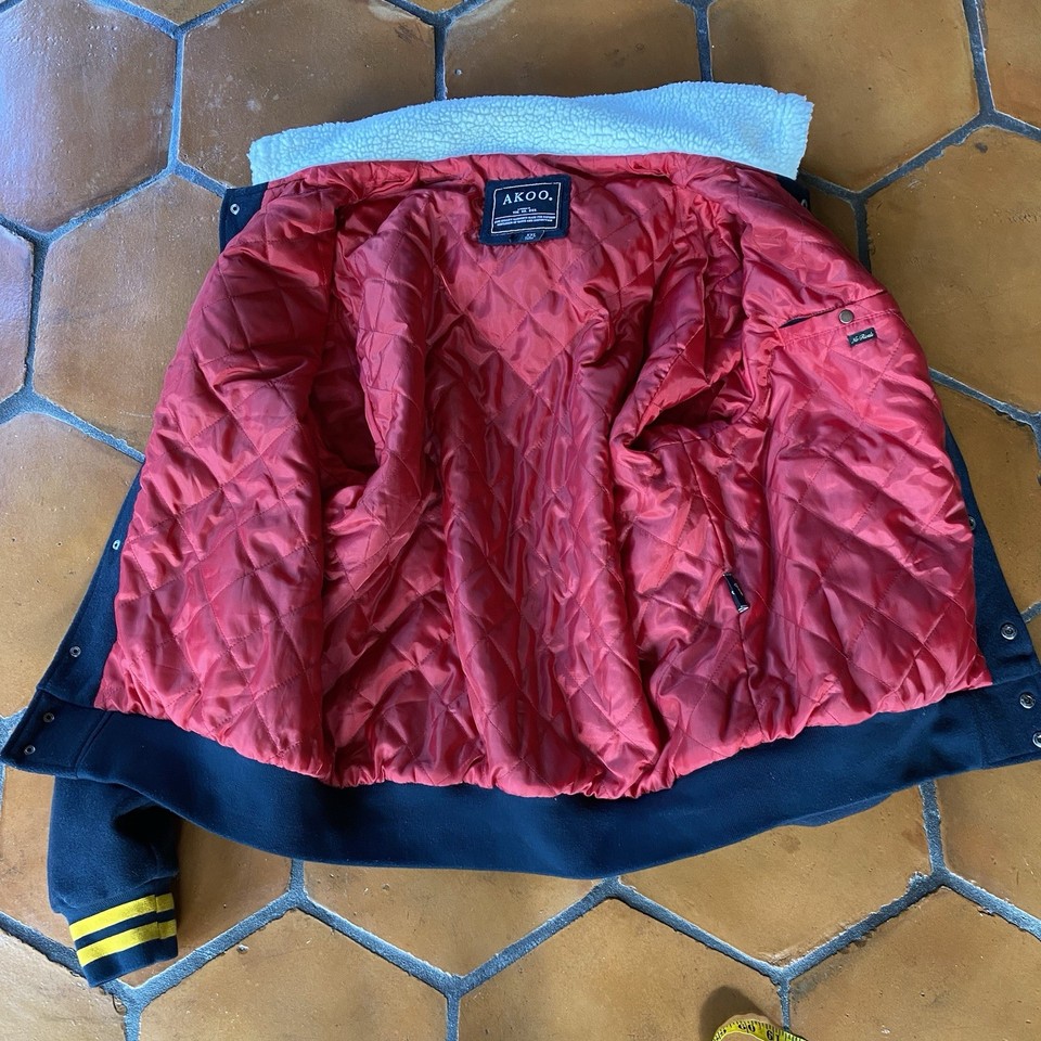 AKOO Men's Captain Jacket Letterman Wool Varsity Bomber Patch ...