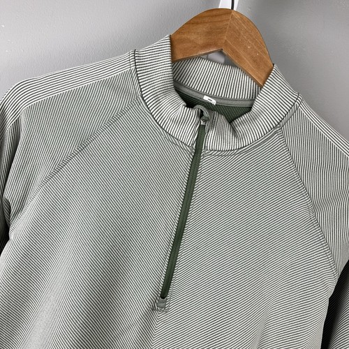 Lululemon Rest Less Cropped Half Zip Pullover Top Womens Green Ribbed ...