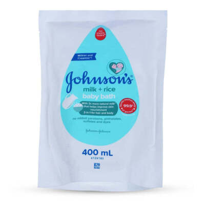 Johnson's Baby Bath Wash Milk+Rice Refil Value Pack Body Wash - 400 ml ...