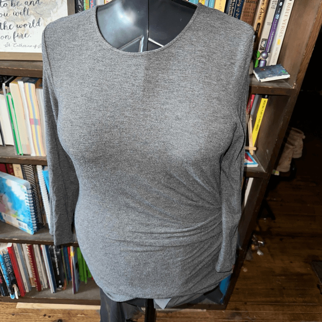 Theory gray ruched side L elevated basics minimalist … - Gem