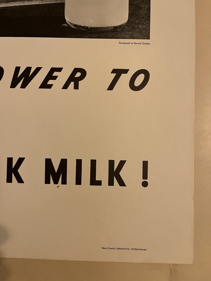 More Power To You Drink Milk Original Vintage Gear Head Poster circa ...