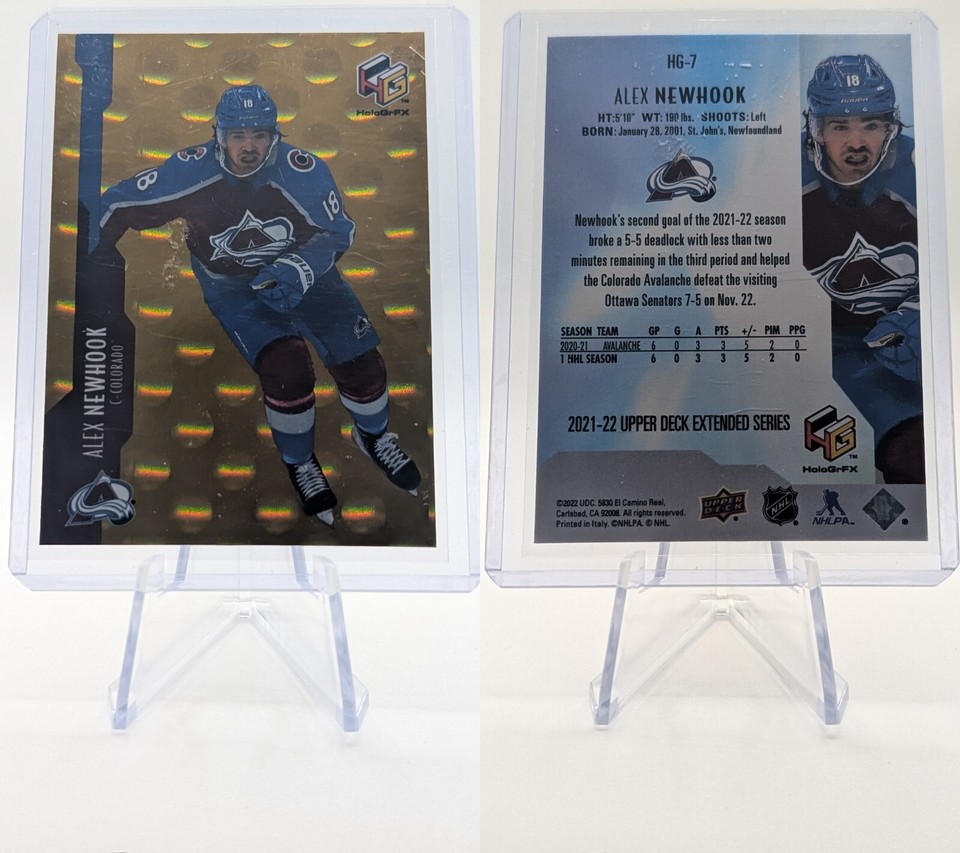 2021-22 UD HOLOGRFX ALEX NEWHOOK GOLD ROOKIE #HG-7 COLORADO AVALANCHE ...