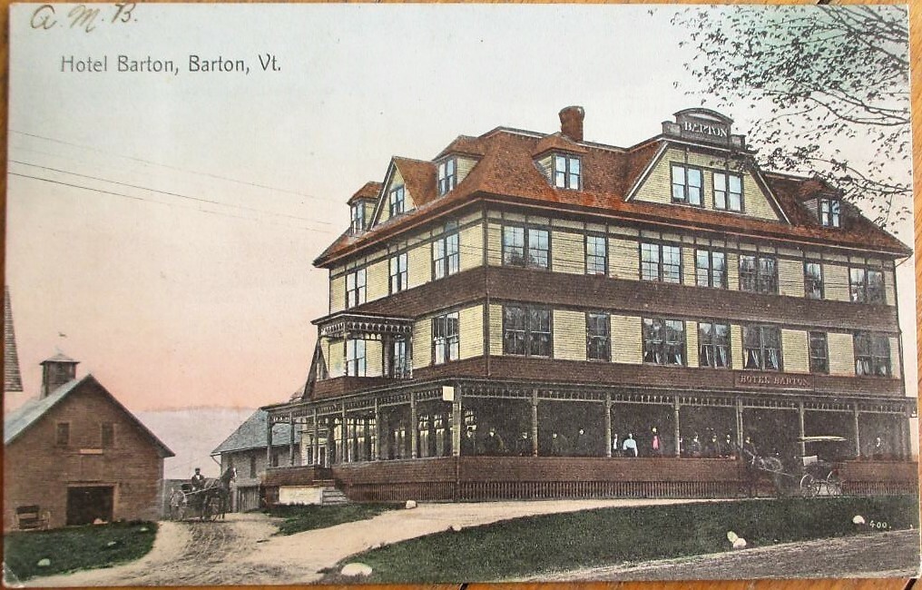 Barton, VT 1908 Postcard: Hotel Barton - West Glover, Vermont Postmark ...