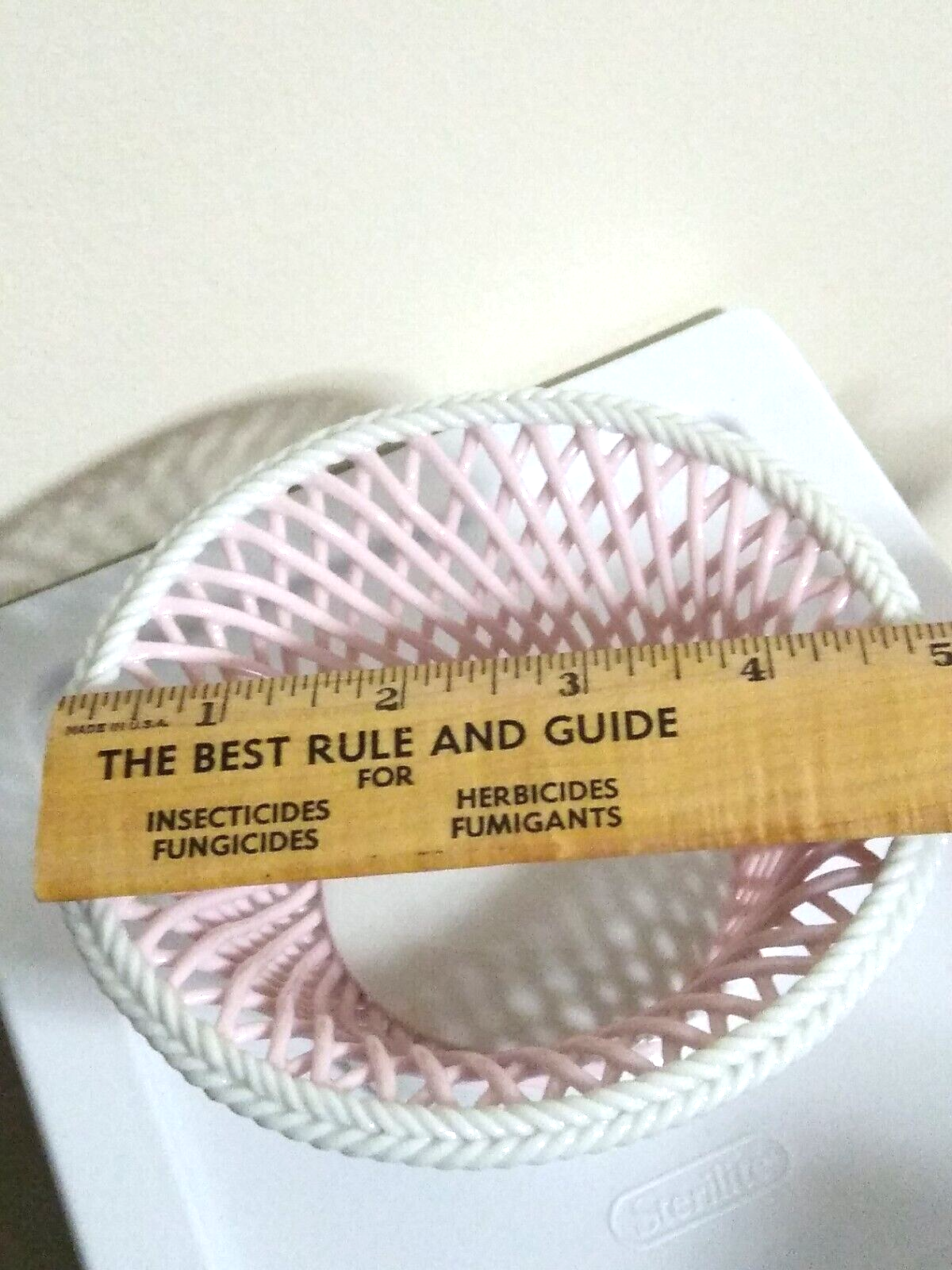 VTG Scalloped Reticulated PORCELAIN PINK LACE PINK ROSE TRINKET ...